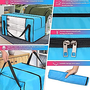 GARPROVM 3PCS Large Storage Bags, Clothes Storage Bag with Lids and Handle, Foldable Closet Organizer Storage Oxford Bag cloth for Clothing Sweaters Comforter Blanket Pillows Toys