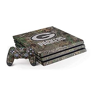 Skinit Decal Gaming Skin Compatible with PS4 Pro Console and Controller Bundle - Officially Licensed NFL Green Bay Packers Realtree Xtra Green Camo Design