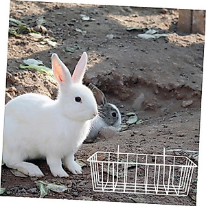 Balacoo Rabbit Rack Bunny Feeder Rabbit Feeders Convenient Rabbit Feeder Hanging Rabbit Feeder Daily Use Rabbit Feeder Rack for Rabbits Feeder Rabbit Grid Accessories Shelf Metal White