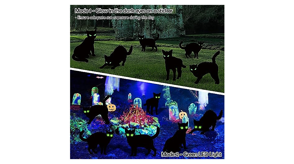 6 Pack Black Cat Yard Signs for Spooky Halloween