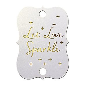 Summer-Ray 50 Shimmer White Gold Foil Hot Stamping Little Violin Wedding Sparkler Tags Let Love Sparkle