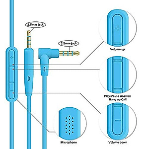 Learsoon Replacement QC25 Audio Cable with Inline Mic Remote Volume Control Compatible with Bose QuietComfort25 QC25 SoundTrue Headphones for iOS Android System (Blue)