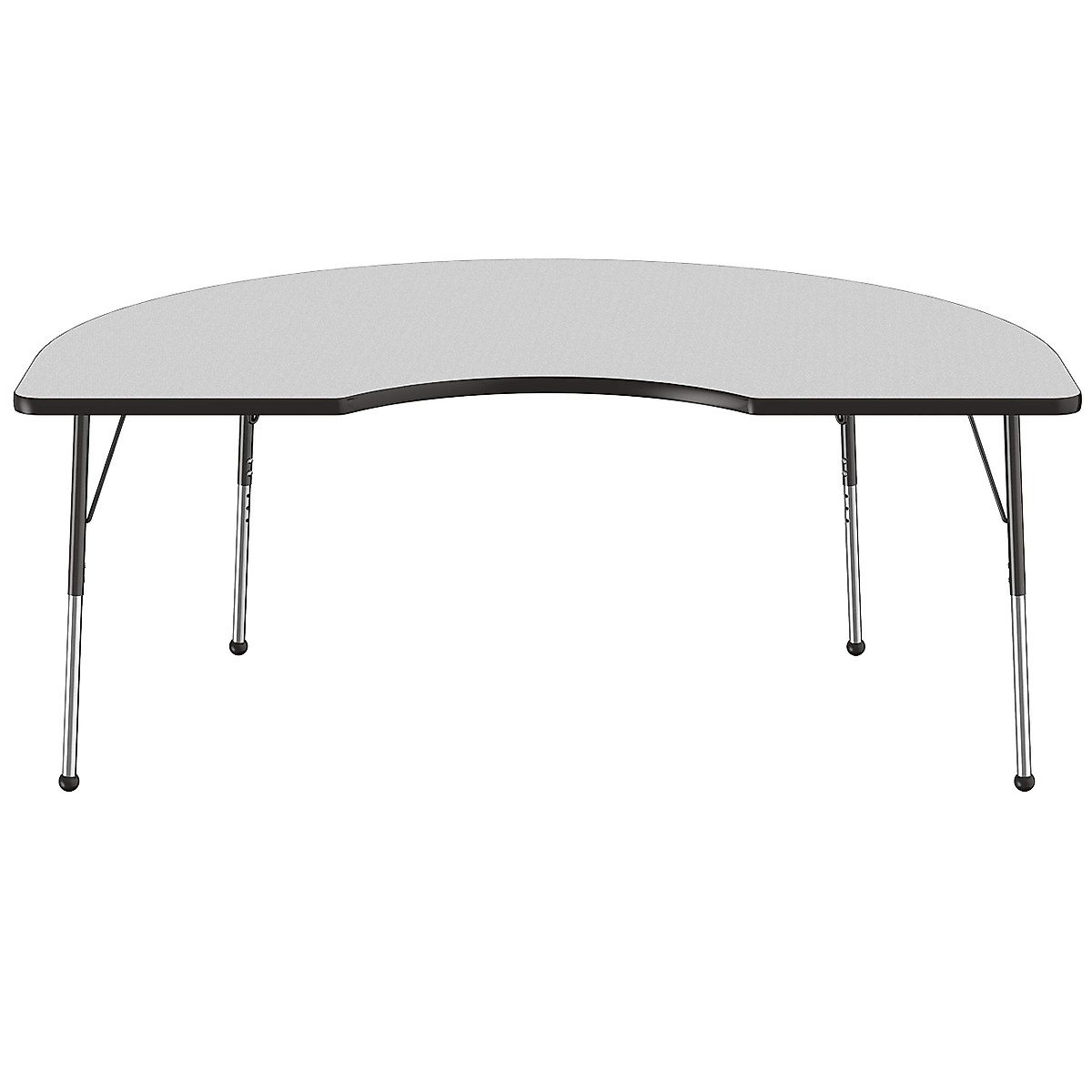 Factory Direct Partners 10087-GYGN Kidney Activity School and Office Table (48" x 72"), Standard Legs with Ball Glides, Adjustable Height 19-30" - Gray Top and Black Edge