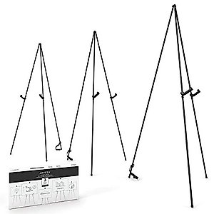 Arteza Display Stand, Pack of 3, 63-Inch Height, Black, Portable Pack of Easels, Art Supplies for Trade Shows, Presentations, and Art Displays