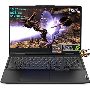 Lenovo IdeaPad Gaming 3 15 Laptop 15.6" FHD IPS 120Hz (FreeSync) AMD Ryzen 6000 Series Hexa-core Ryzen 5 6600H 8GB RAM 512GB SSD GeForce RTX 3050 4GB Graphic Backlit USB-C Nahimic Win11 + HDMI Cable