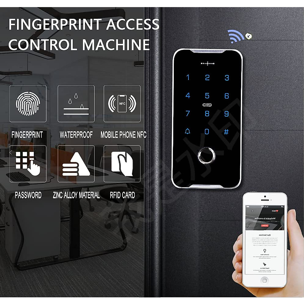 JASAG Fully Waterproof Fingerprints Access Control System Kit, Metal Shell RFID Keypad NFC Unlocking, with Upgraded 180KG (380lbs) Magnetic Lock and Professional Power Supply, for Door Lock Security
