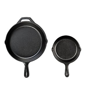 Lodge Seasoned Cast Iron Cookware Set. 2 Piece Skillet Set. (10.25 inches and 6.5 inches)