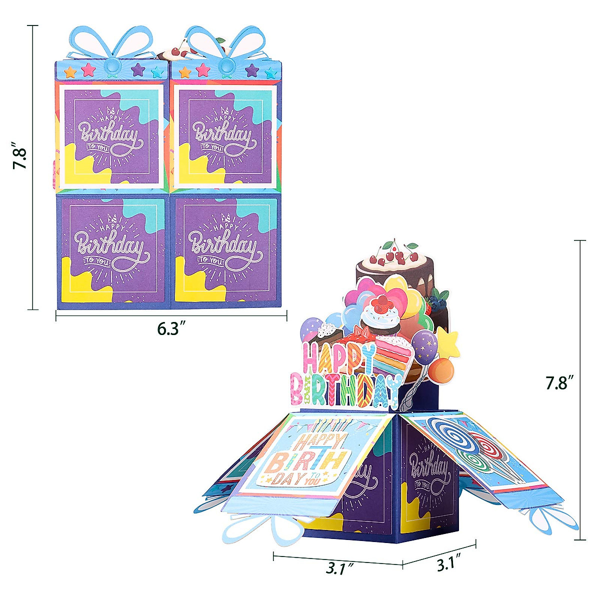 Witgift 3D Pop Up Birthday Card, Happy Birthday Greeting Cards with Envelope & Blank Card, Birthday Gifts for Kids, Women, Men, Wife, Husband, Mom, Dad, Sister, Friend