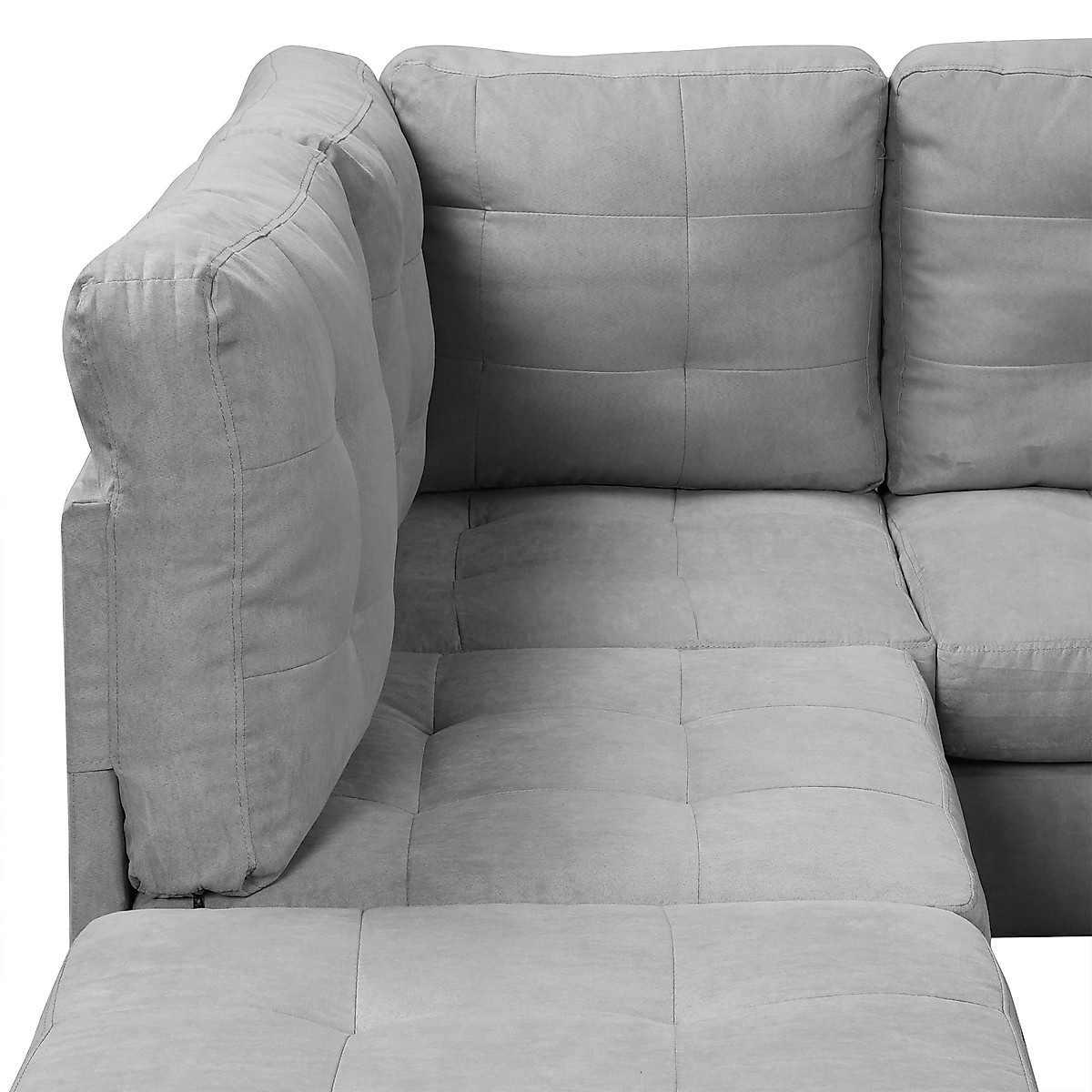 Casa Andrea Milano 3 Piece Modern Tufted Micro Suede L Shaped Sectional Sofa Couch with Reversible Chaise & Ottoman, Large