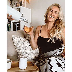 Vinglacé Wine Bottle Chiller- Portable Champagne Insulator- Stainless Steel Wine Cooler Sleeve, White