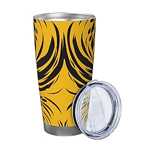 Mustard Yellow and Black Tumbler with Lid and Straw 20oz Stainless Steel Car Cup for Hot and Cold Drinks, Double Wall Insulated Travel Coffee Mug Reusable Drink Thermos Cup Birthday Gifts