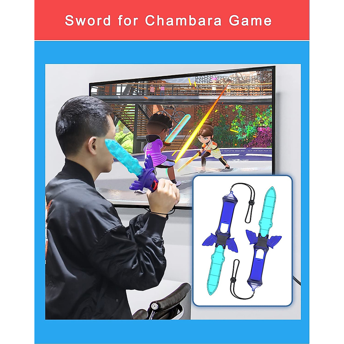 2023 Switch Sports Accessories Bundle,Hacksya Family Accessories Kit for Nintendo Switch Sports Games : Mario Golf Clubs,Wrist Bands,Soccer Leg Straps,Sword and Tennis Rackets