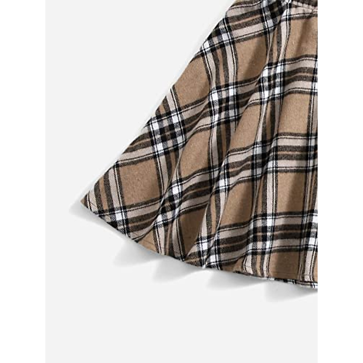 WDIRARA Girl's 2 Piece Cute Outfits Cartoon Print Cami Top and Plaid Skirt Set Multicolored 11-12Y