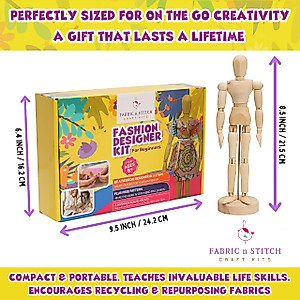 Fashion Designer Kits for Girls & Boys Ages 8+ Learn To Use Draft & Re-Design Patterns, Sew & Be A Fashion Designer For The 8.5 In. Mannequin. Top Gifts For 9 Year Old Girls, Children's Sewing Kits