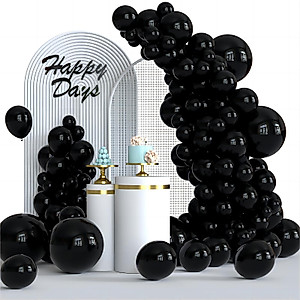 110pcs Black Balloon Garland Arch Kit, 18 12 10 5 Inch Different Sizes Pack Black Latex Party Balloons for Graduation Birthday Baby Shower Halloween Party Decorations