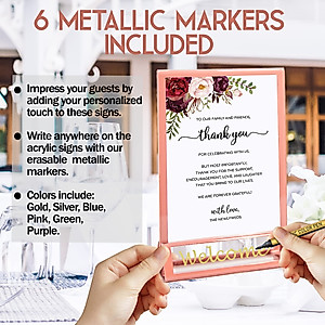 ROOM STARTERS Rose Gold 4x6 Acrylic Sign Holders (6-Pack) for Weddings & Events - Acrylic Table Number Holder, Photo Frames for Wedding Reception Table Menu Holder