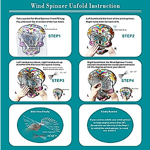 Fonmy Kinetic 3D Metal Garden Wind Spinner Quality Hanging Ornament for Home and Garden 12inch Mandala Daisy Sugar Skull Wind Spinners