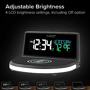 La Crosse Technology 617-148V2 Qi-Certified Wireless Charging Alarm Clock with Glowing Light Base