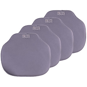 Big Hippo Memory Foam Chair Pads for Dining Chairs Non-Skid Backing Kitchen Dining Chair Cushion Seat Cushion with Ties,Thick Comfortable Seat Cushion Pad,16"x15"(4 Pack, Gray)