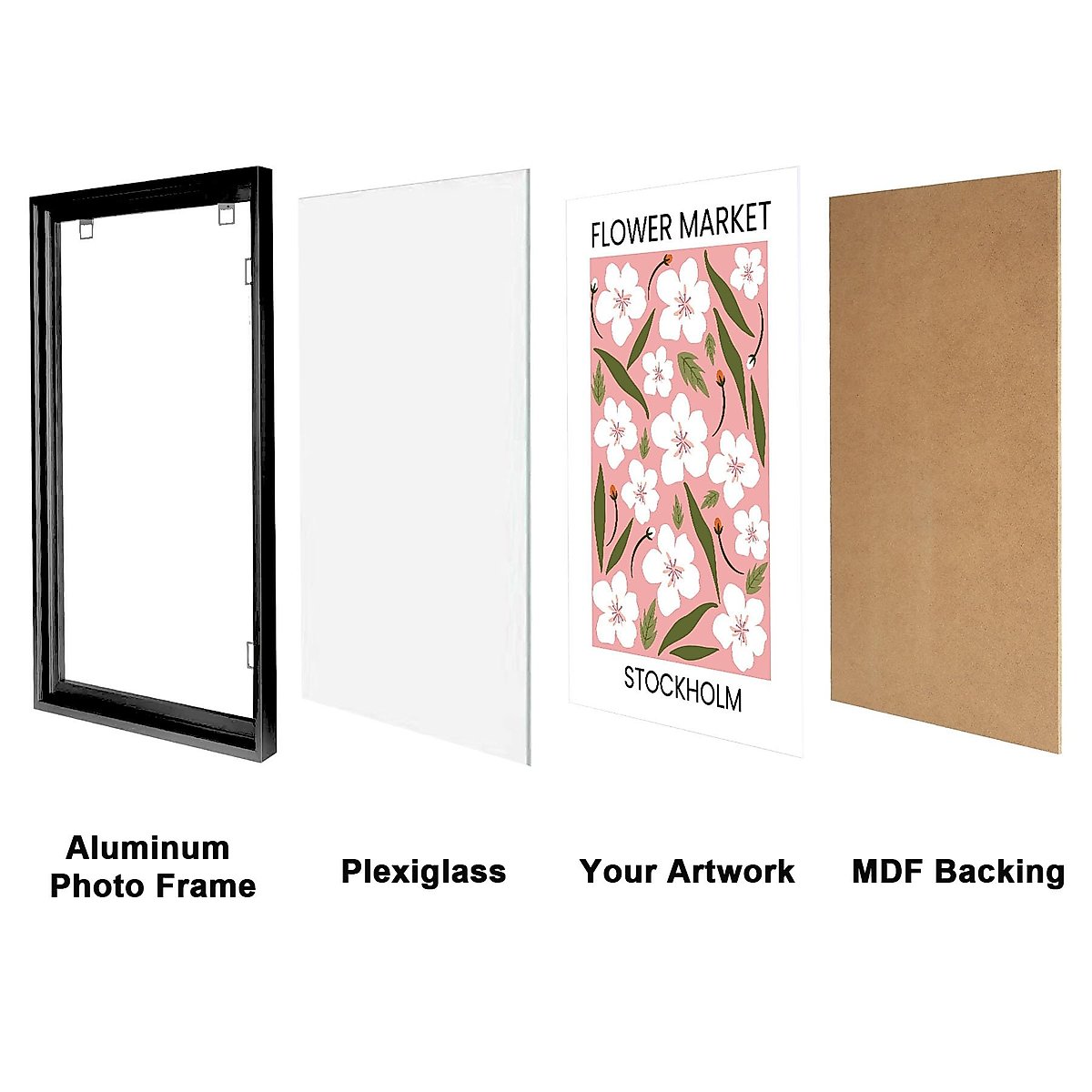 30x40 Inch Poster Frame, Plexiglass, Set of 2, Black Snap Frames, Front-loading Frame, Coating Aluminum Profile, Display Horizontally & Vertically