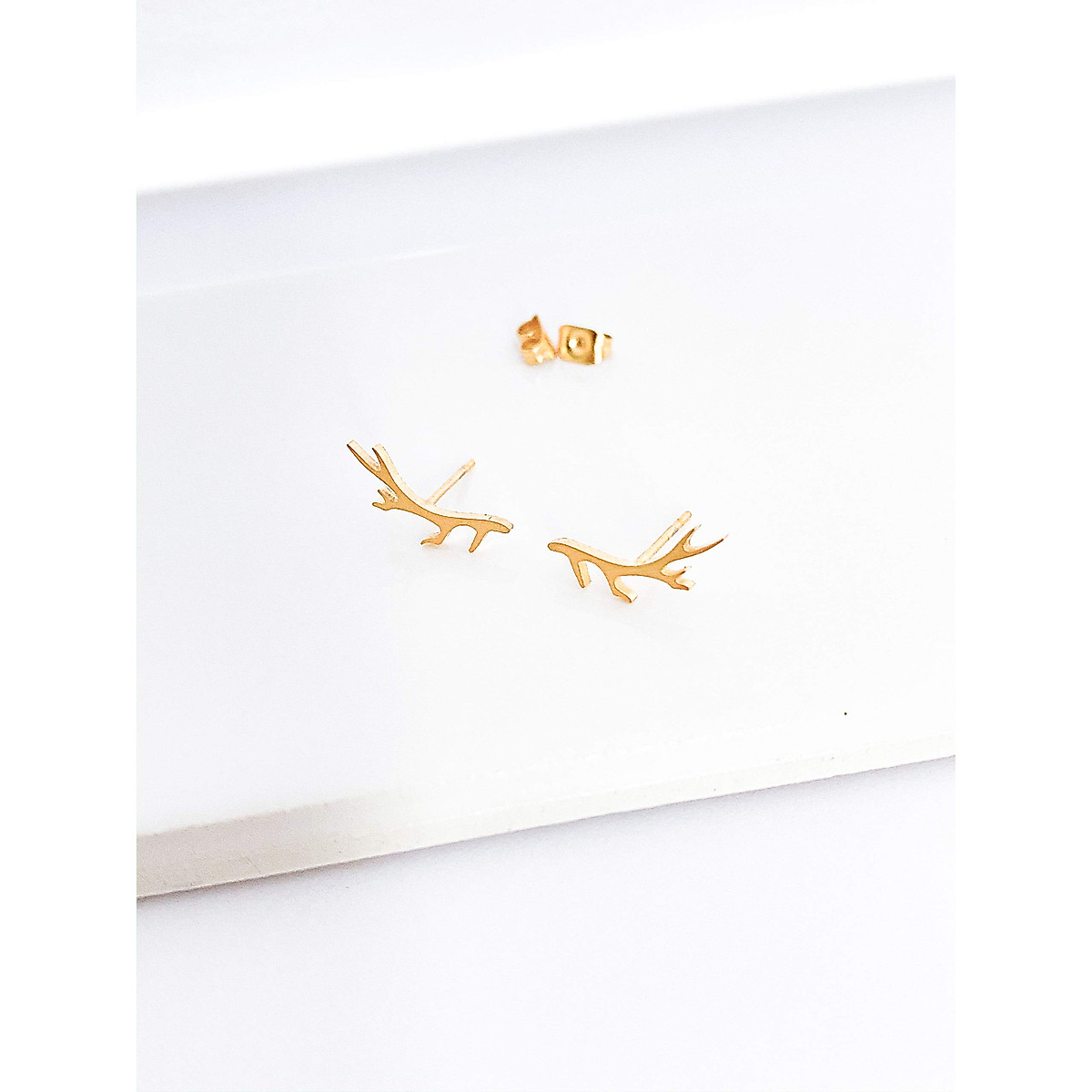 Altitude Boutique Deer Antler Earrings For Women | Tree Branch Crawler Stud Earrings | Outdoor Earring Cuffs Animal Earrings (Silver)