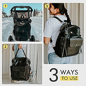 miss fong Diaper Bag Tote Leather Diaper Bag Backpack, Large Capacity Mommy Bag with Changing Pad,Mini Diaper Bag, Diaper Bag Bundle