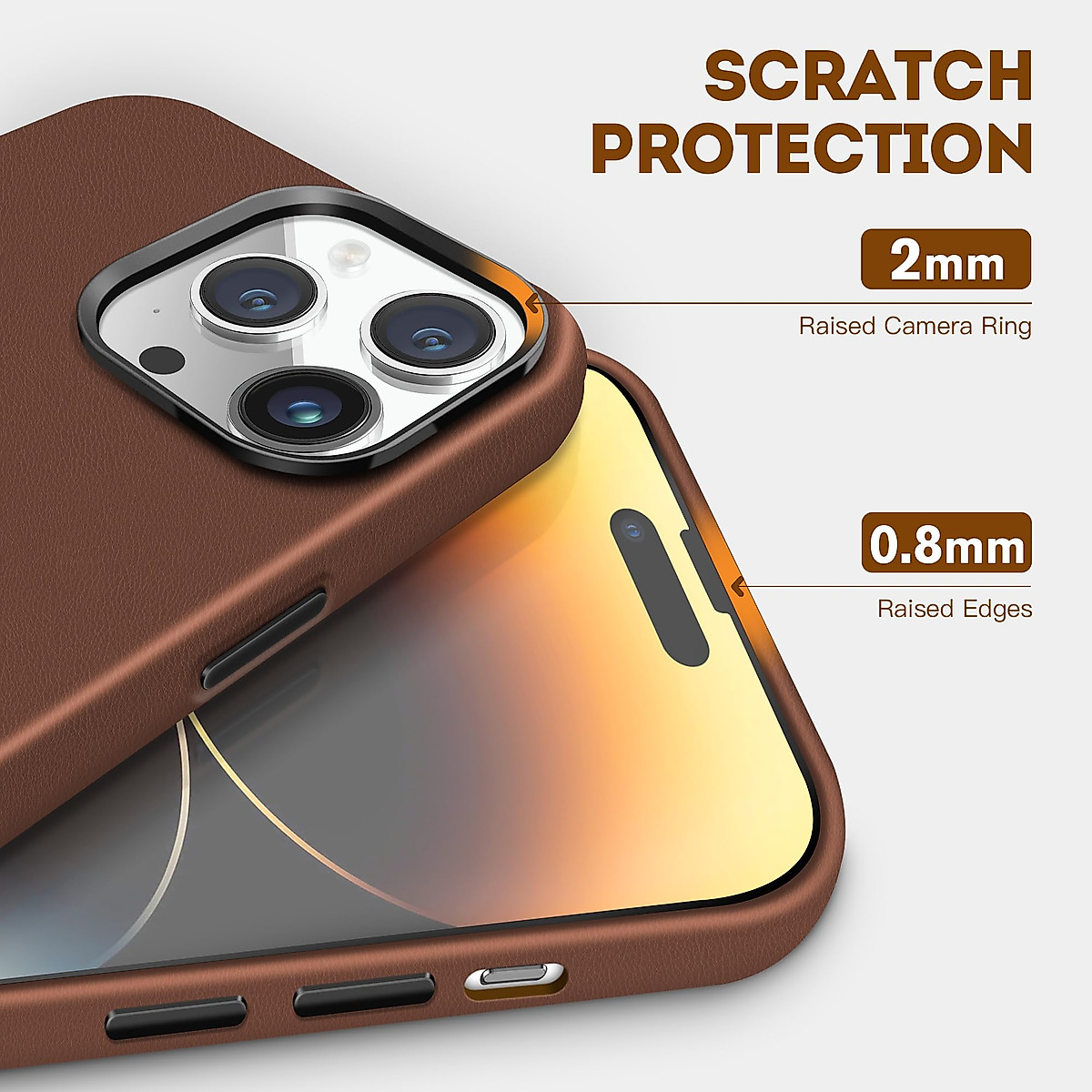 kingflag Vegan Leather Magnetic Case for iPhone 14 Pro Max Wireless Charging, MagSafe Compatible, Metal Buttons, Shockproof Protective Phone Case Cover for Women Men 6.7" (Rich Brown)