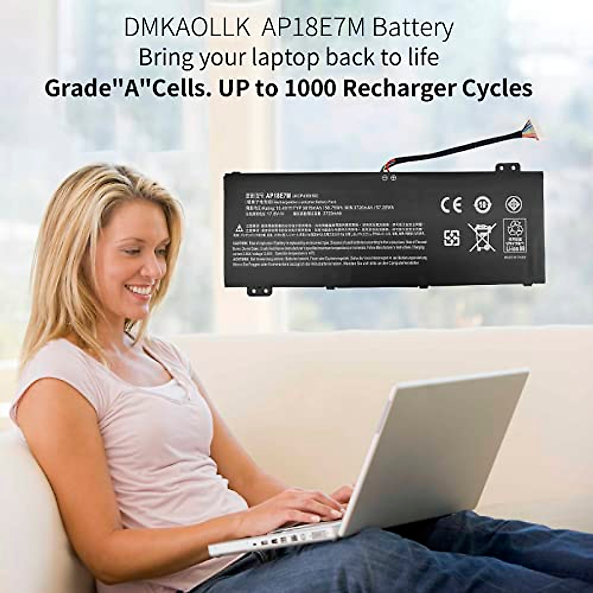 AP18E7M AP18E8M Battery for Acer Predator Helios 300 PH315-52 PH315-53 PH317-53 Predator Triton 300 PT315-51 Nitro 5 AN517-52 AN517-51 AN515-54 AN515-43 AN515-44 Nitro 7 AN715-51 Aspire 7 A715-74G