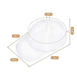 Baseball Hat Washer, Baseball Cap Washing Cage, Hat Holder for Washing, Foldable Washing Hat Rack Protector Cage, Hat Washer Cage for Washing Machine (White)