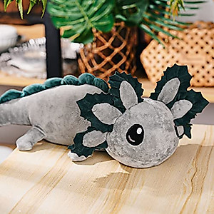 4Pound Axolotl Weigted Plush -Realistic, 26Inch Cute Grey AxOLOTL Plushie Large Weighted Stuffed Anmal Toy Christmas Birthday Gifts For Kids