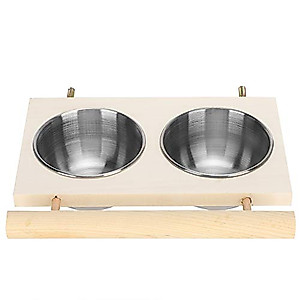 Bird Food Bowl, Bird Feeder Bowl Stainless Steel Bird Hanging Bowl Bird Food Feeding Dish Bird Water Bowl Bird Parrot Feeding Cups for Small Animals(Double Bowl) Feeders