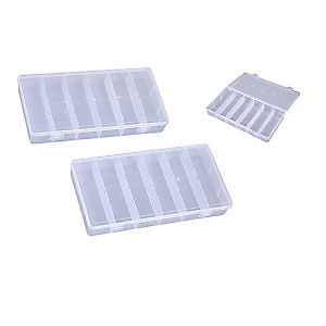 Clear Visible Plastic Storage Box- Rectangular Storage Box, Suitable For Beads, Screws Hardware Accessories Organizer Box Art DIY, Crafts, Jewelry, Fishing Tackle, With Label Stickers 6Grids 2PCS