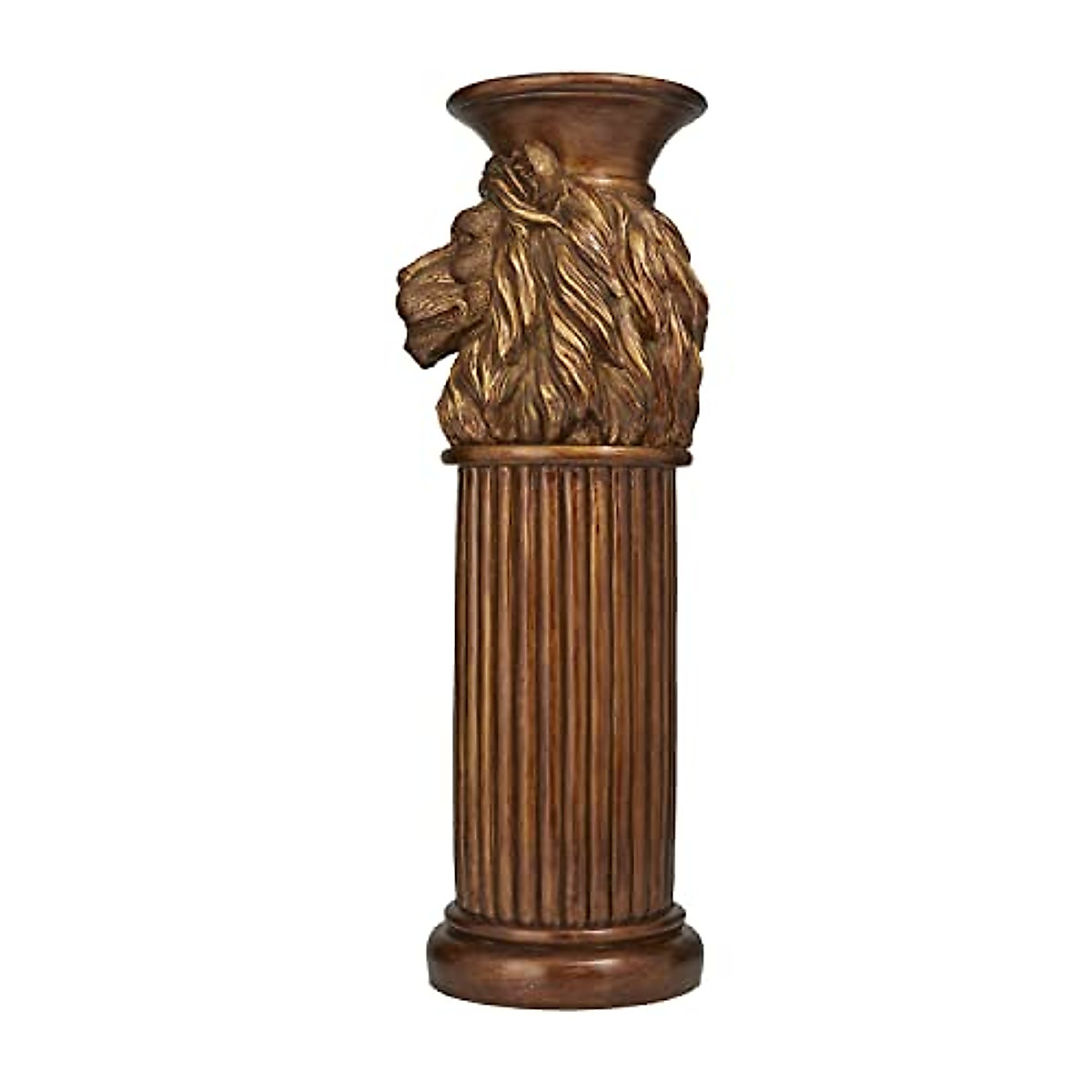 Deco 79 Polystone Lion Pedestal Table, 8" x 9" x 25", Bronze