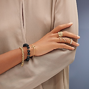 Ross-Simons 10mm Gemstone Bead Stretch Bracelet with 14kt Yellow Gold