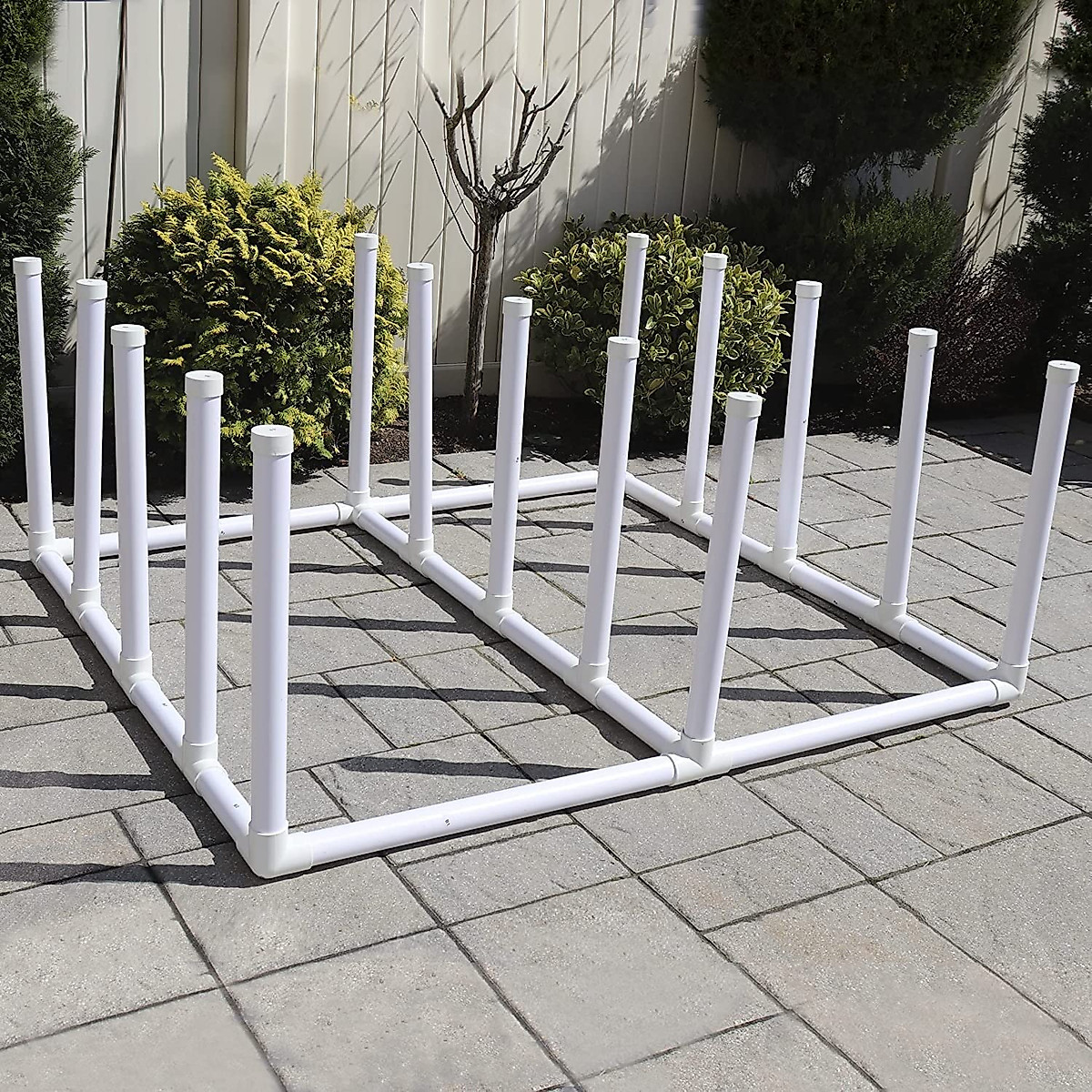 Essentially Yours Float and Raft Rack 12 Bar - Poolside Storage Organizer for Floats, Paddles, Noodles, Surfboards, Towels, (61" W x 44" L x 26.5" H), Brown Style 664413 (White)