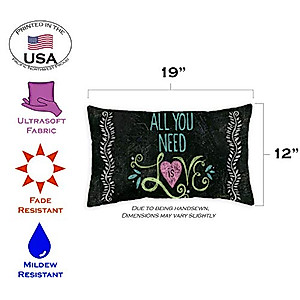 Toland Home Garden All You Need is Love Chalkboard 12 x 19 Inch Indoor, Pillow Case Only (2-Pack) 2 Count