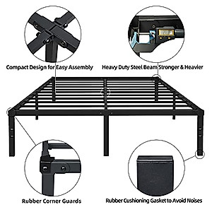 AMOBRO Full Size Metal Bed Frame with Heavy-Duty Steel Slats, 18-Inch Platform Bed with Safety Bumpers and Spacious Storage, Easy Assembly, No Box Spring Required, Non-Slip Design.