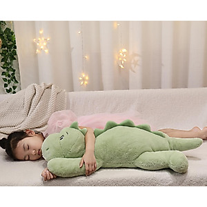 XMV 31 inch 5 lbs Dinosaur Weighted Stuffed Animals, Large Weighted Plush Animal, Cute Plush Toy Pillow, Soft Dino Plushie Gifts for Adults, Kids, Boys and Girls (Green)