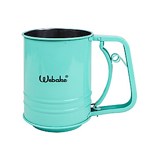 Webake Flour Sifter for Baking Stainless Steel One-handed Small Flour Sieve Kitchen Sifter Cocoa Powder Sieve Baking Supplies Stylish Green