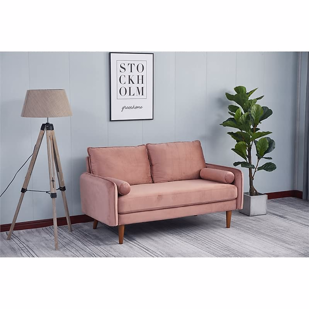 Kingway Furniture Baron Velvet Living Room Loveseat in Pink