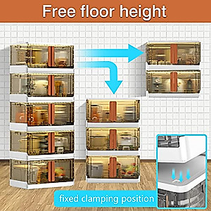 THXIY Plastic Storage Bins 1 Pack, 19 Gal Storage Bins with Lids and Wheels, Collapsible Storage Bins with Front Door and Top Cover Openings, Stackable Toy Storage Box containers for Home Organizing White