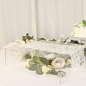 Efavormart 18"X18" | Clear Acrylic Cake Box Stand, Mirror Finish Display Box Pedestal Riser With Hollow Bottom