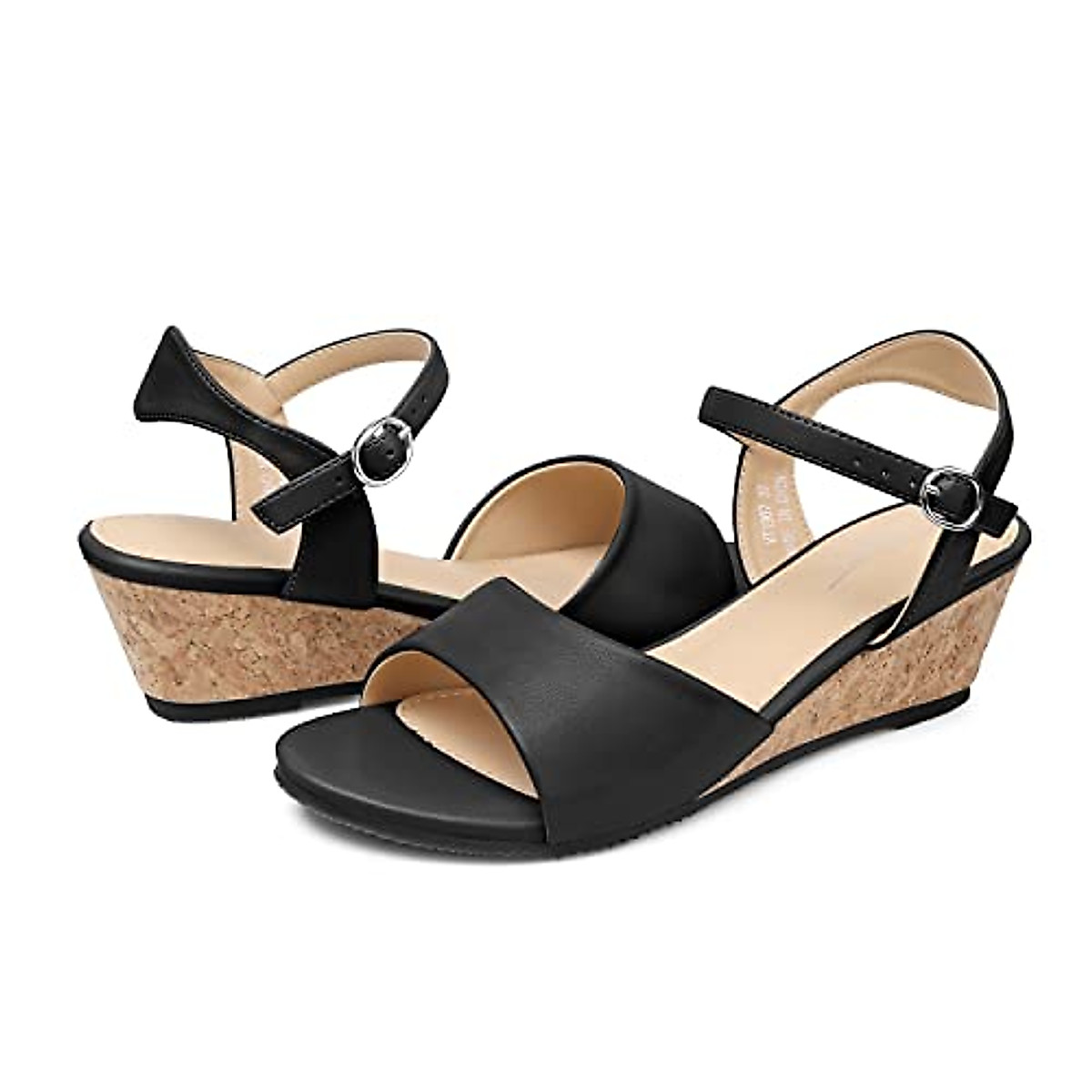 SHIBEVER Women Wedge Comfortable Sandals: Platform Dressy Walking Sandals Black Summer Fashion Casual Wedding Sandal size 8
