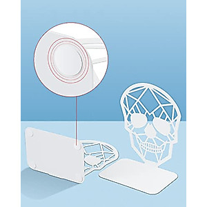 3 Pairs Metal Skull Design Bookend Black Book Ends, Heavy-Duty Bookends for Shelves, Black Skull Book Ends for Heavy Books, Book Shelf Holder Home Office Decorative Desktop Organizer White