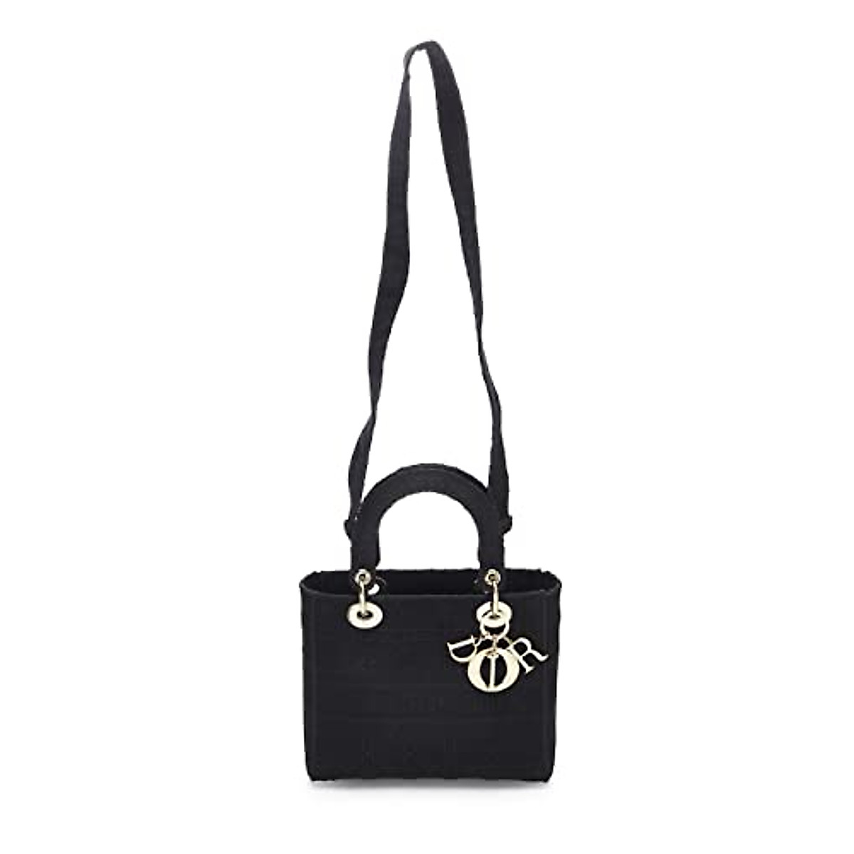 Dior, Pre-Loved Black Embroidered Canvas Lady D-Lite Medium, Black