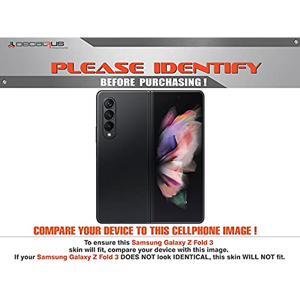 Decalrus - Protective Decal Skin Sticker for The Samsung Galaxy Z Fold 3 Cellphone case Cover wrap SAgalaxyFold3-40