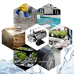 Water Transfer Pump, 115V 1/10HP 330GPH Utility Water Pump Electric With 6ft Suction Hose Kit, Portable Small Water Pump For Pool Draining, Removing Water From Rain Barrel, Aquariums, etc.