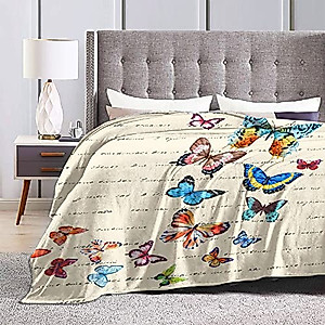 YRAQLVU Butterfly Fleece Throw Blanket, Soft Cozy Warm Flannel Plush Blanket Lightweight Blankets for Couch Sofa Bed Decor Morthers Day Gift 50x60