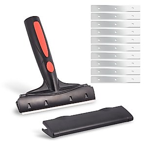 EHDIS Razor Blade Scraper, 6" Scraper Adhesive Remover Tool with 10 Double-Edge Blades for Cleaning Paint, Caulk, Adhesive, Label, Decal, Sticker from Window, Glass, Tile, Floor, Stove Top