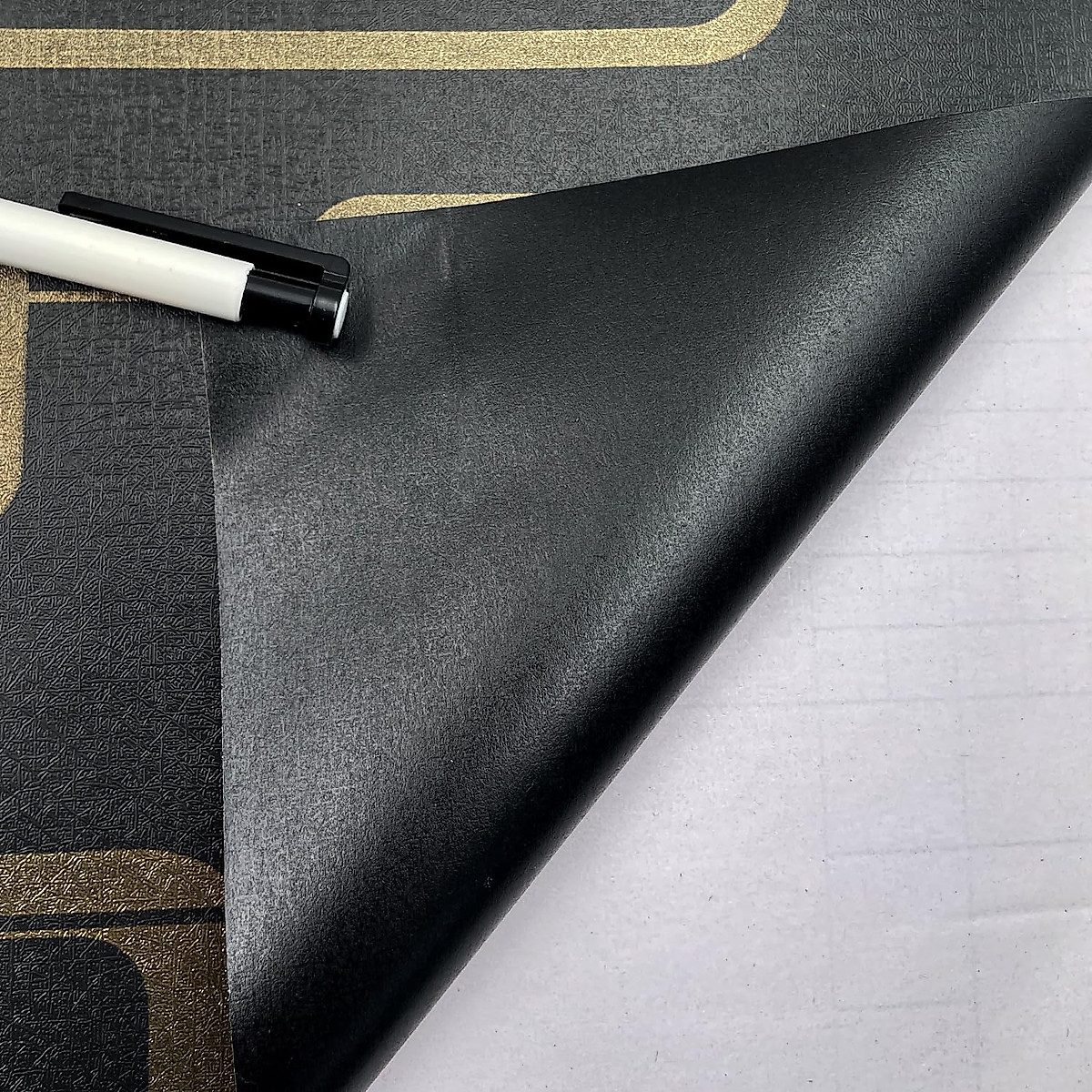 SimpleLife4U Geometric Pattern Shelf Drawer Liner Self-Adhesive Black Countertop Protect Paper for Furniture 17.7 Inch by 9.8 Feet